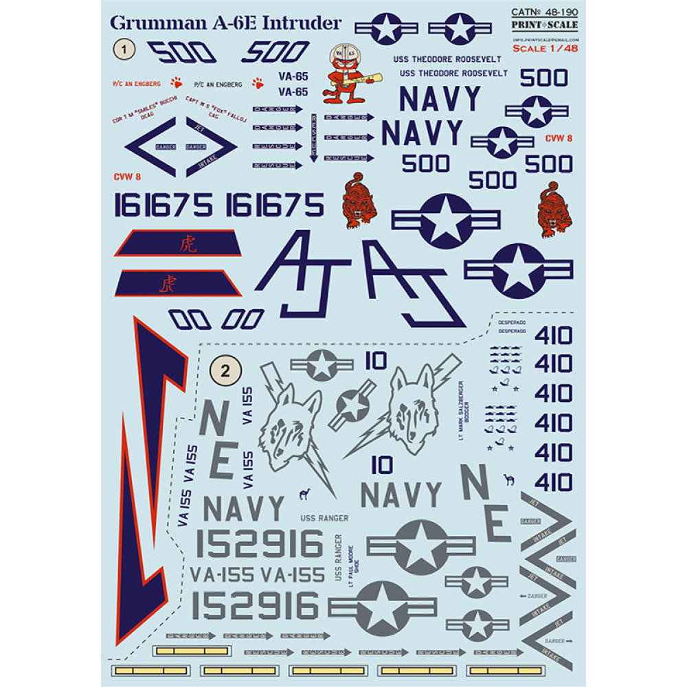 Print scale 48-190 - 1/48 Grumman A-6E Intruder decal for aircraft ...
