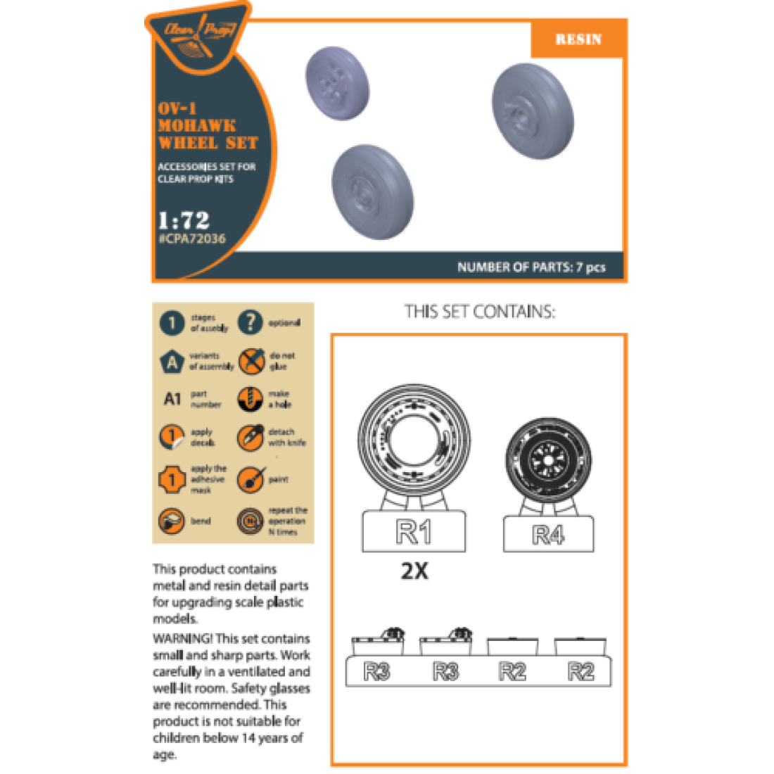 Clear Prop CPA72036 - 1/72 OV-1 A/B/C/D Mohawk wheels set Model Kit ...