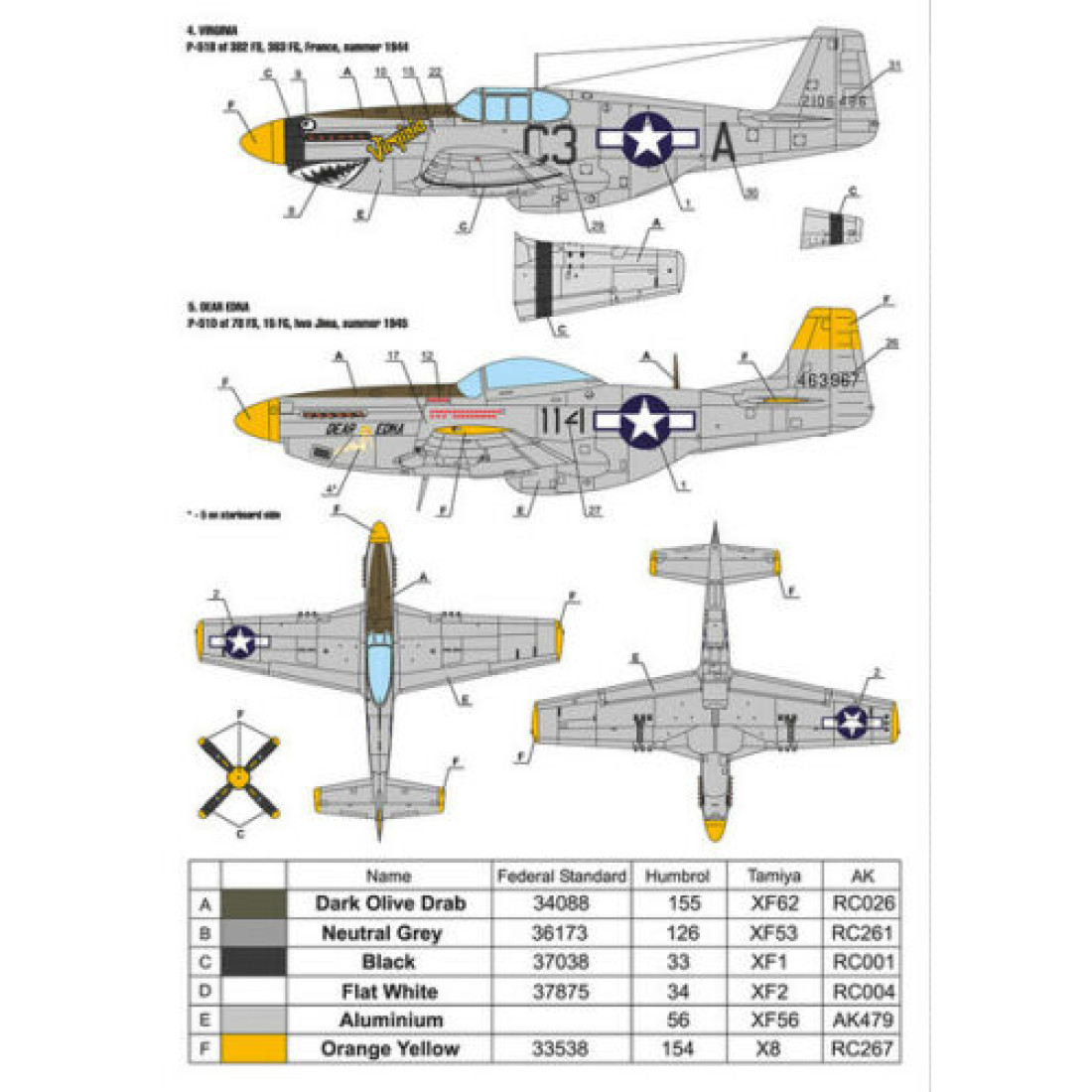 Foxbot 72-052 - 1/72 Decals U.S.A.F. North American P-51 Mustang Nose ...