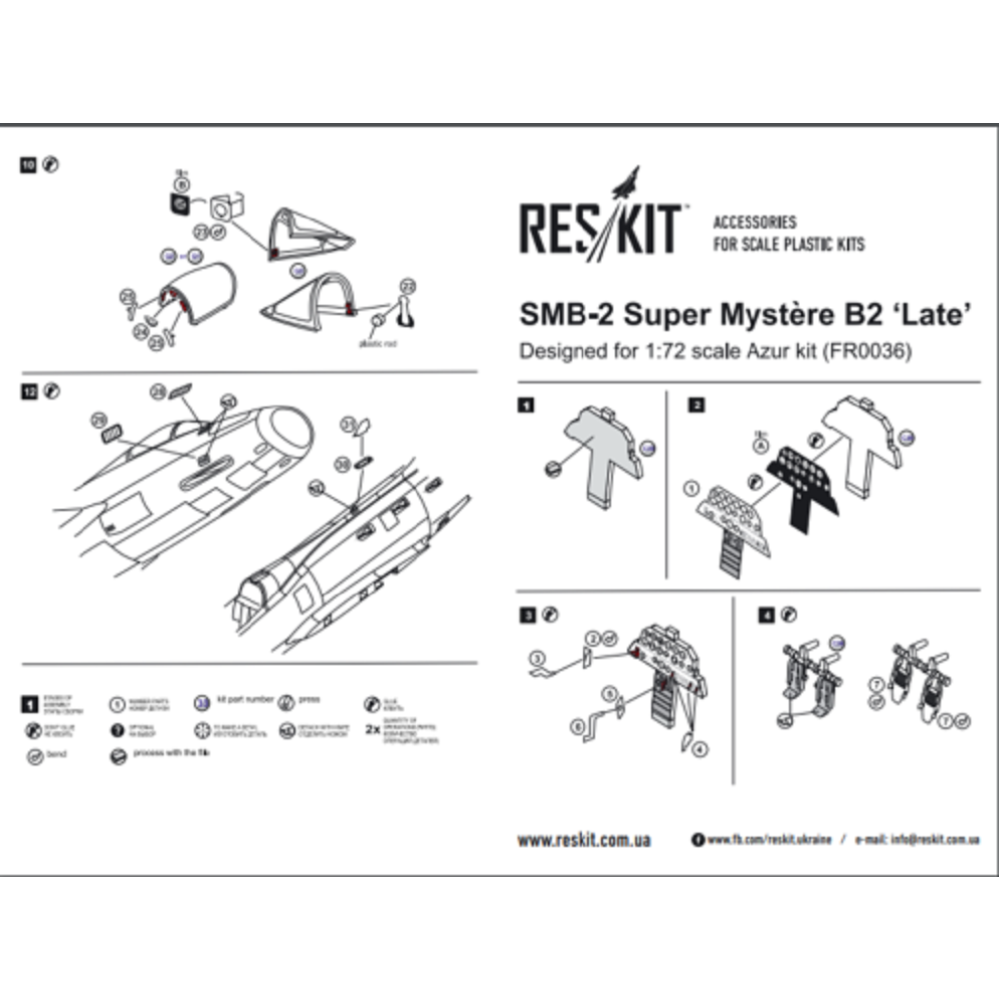 Reskit RSP72-0001 - 1/72 Super Mystere B.2 For AZUR Kit ( Photo-Etched ...