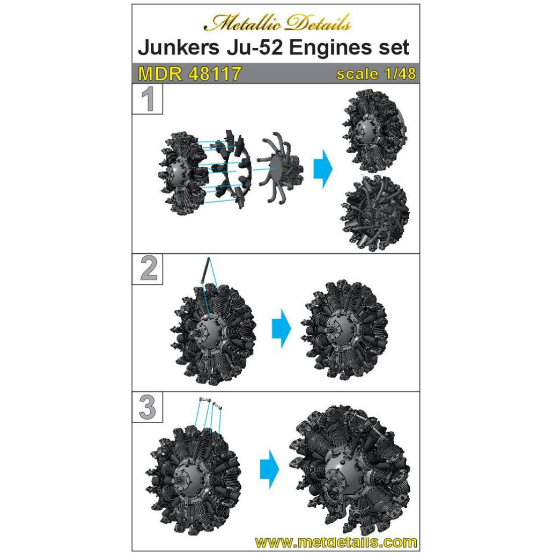 Metallic Details MDR48117 - 1/48 Junkers Ju-52. Engines set (Revell ...