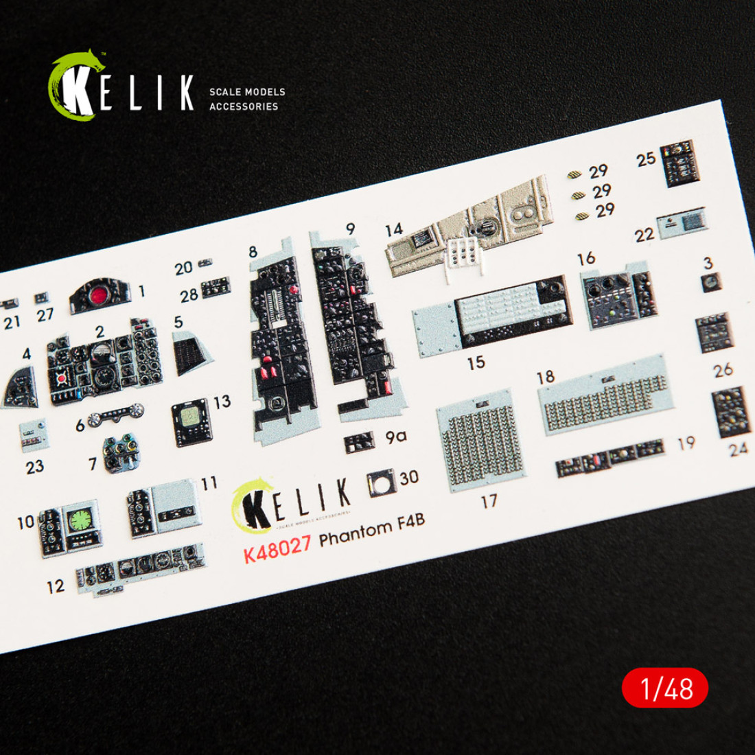 Reskit K48027 - 1/48 F-4B interior 3D decals for Tamiya scale model kit ...