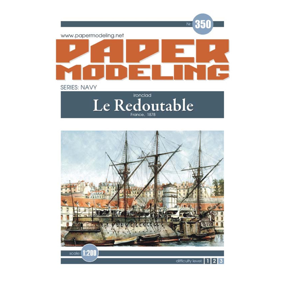 Orel 350 1/200 Le Redoutable Ironclad, France 1878. Paper model kit ...