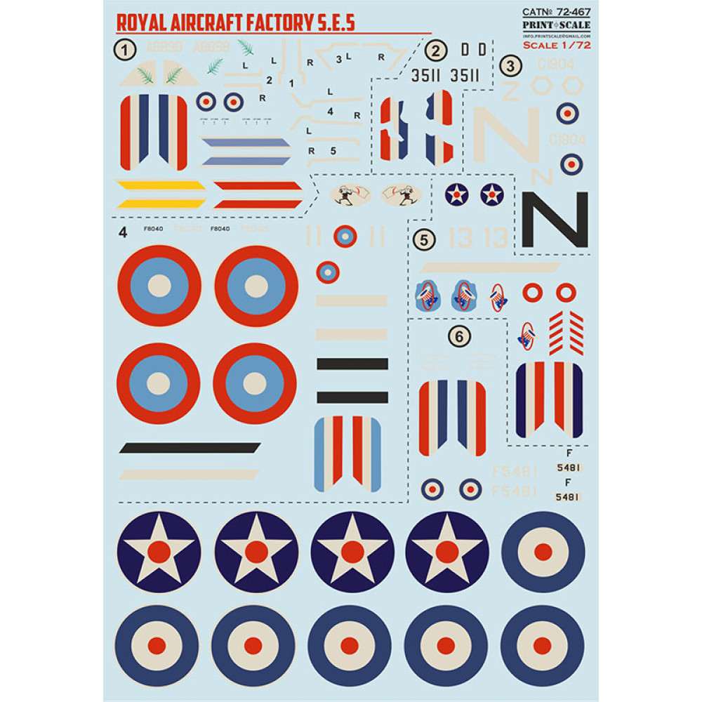 Print Scale 72-467 1/72 Royal Aircraft Factory S.E.5 decal for airplane ...