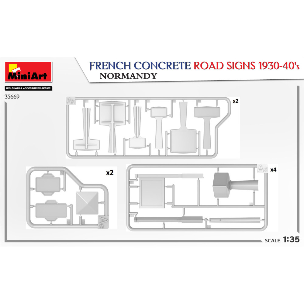 Miniart 35669 - 1/35 - FRENCH CONCRETE ROAD SIGNS 1930-40’S. NORMANDY
