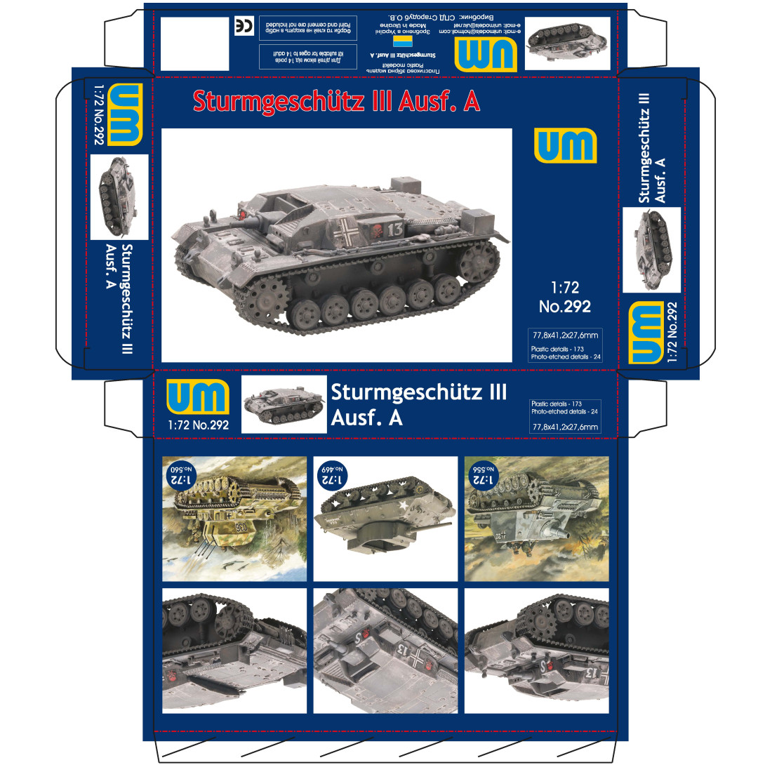 Unimodel UM292 - 1/72 - Sturmgeschutz III Ausf A German tank model kit