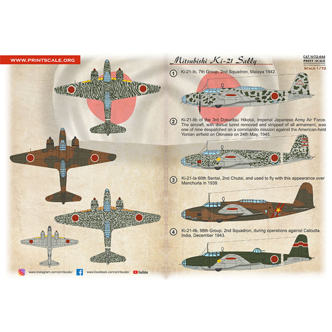 Print Scale 72-444 1/72 Decal for Mitsubishi Ki-21 Military aircraft ...