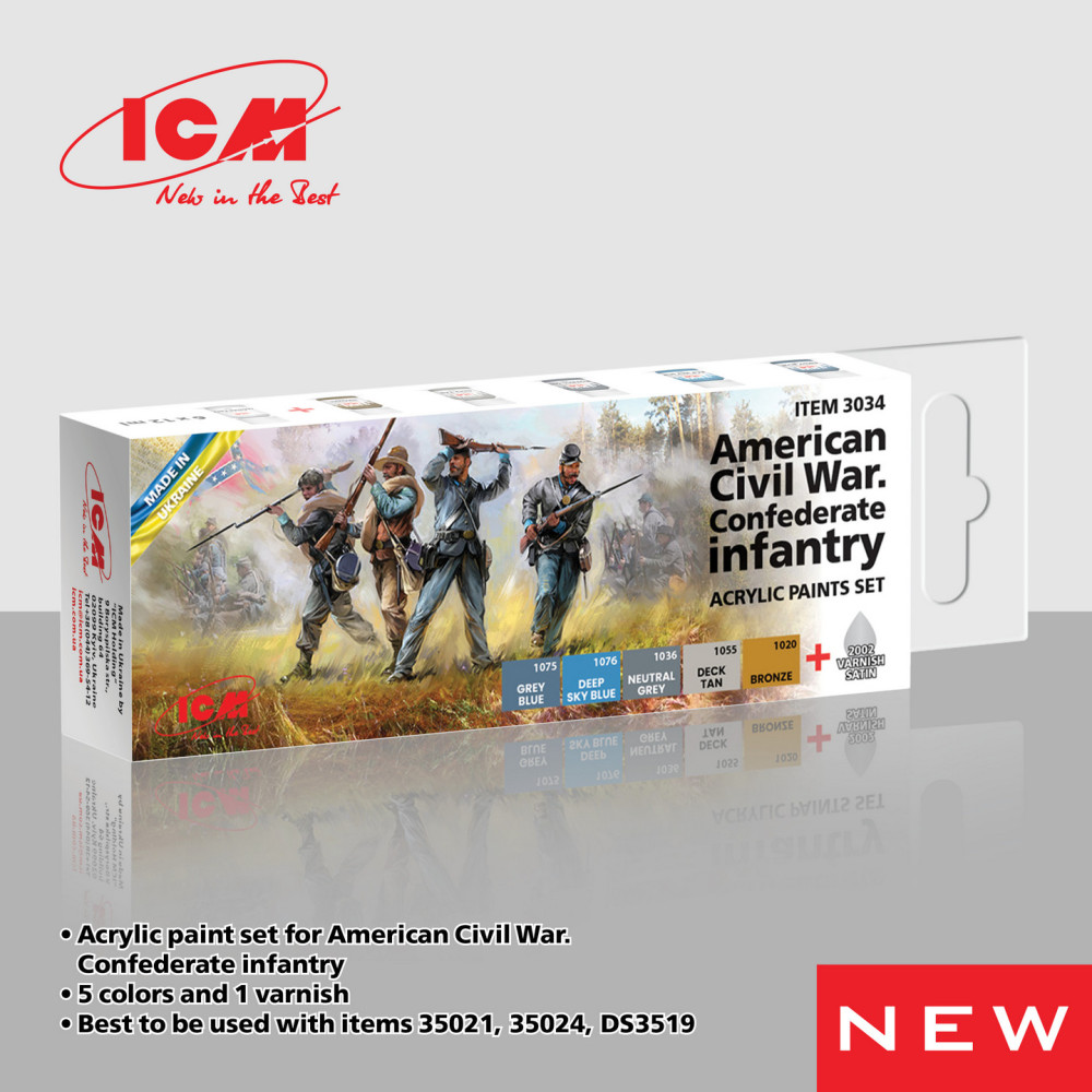 ICM 3034 Acrylic paint set for American civil war. Confederate infantry ...