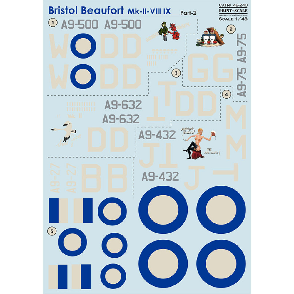 Print Scale 48-240 - 1/48 - Bristol Beaufort RAAF, decal for aircraft ...
