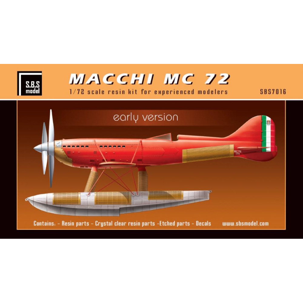 SBS 7016 1/72 Macchi MC 72 Early Version full kit Resin model kit