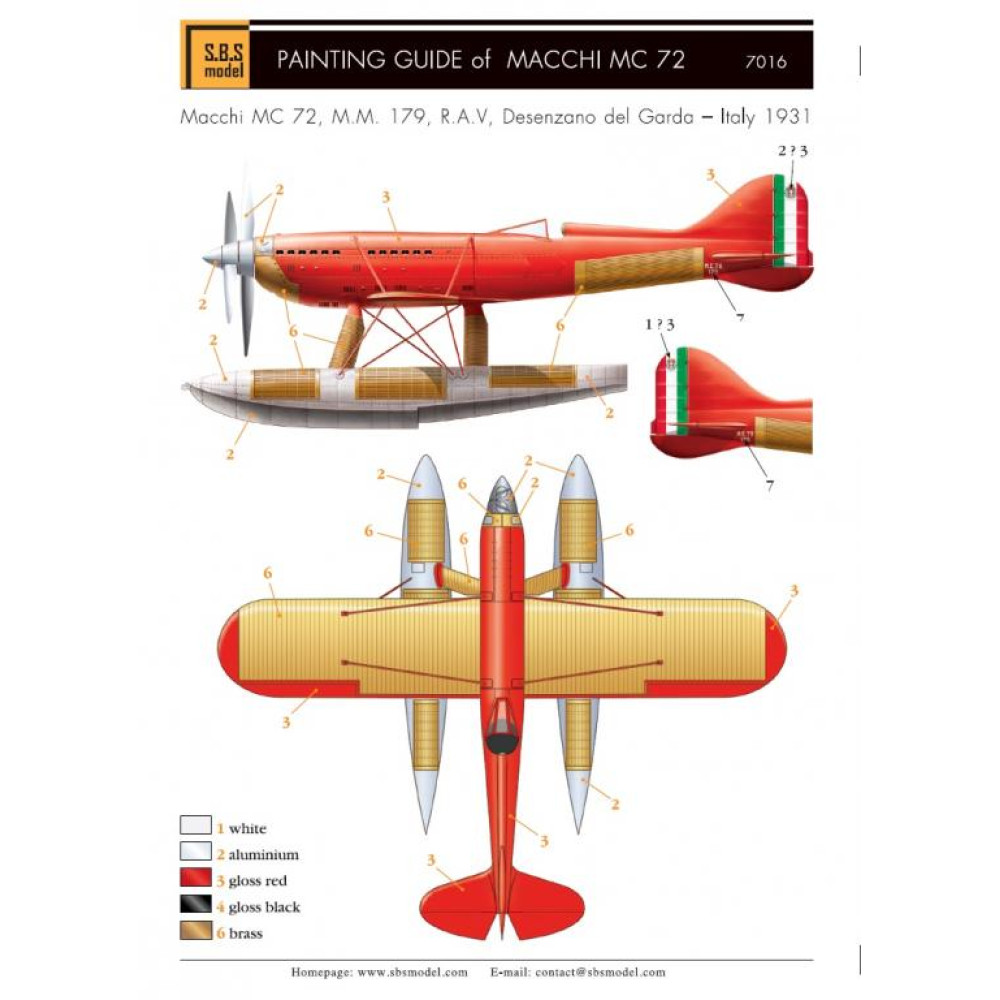 SBS 7016 1/72 Macchi MC 72 Early Version full kit Resin model kit