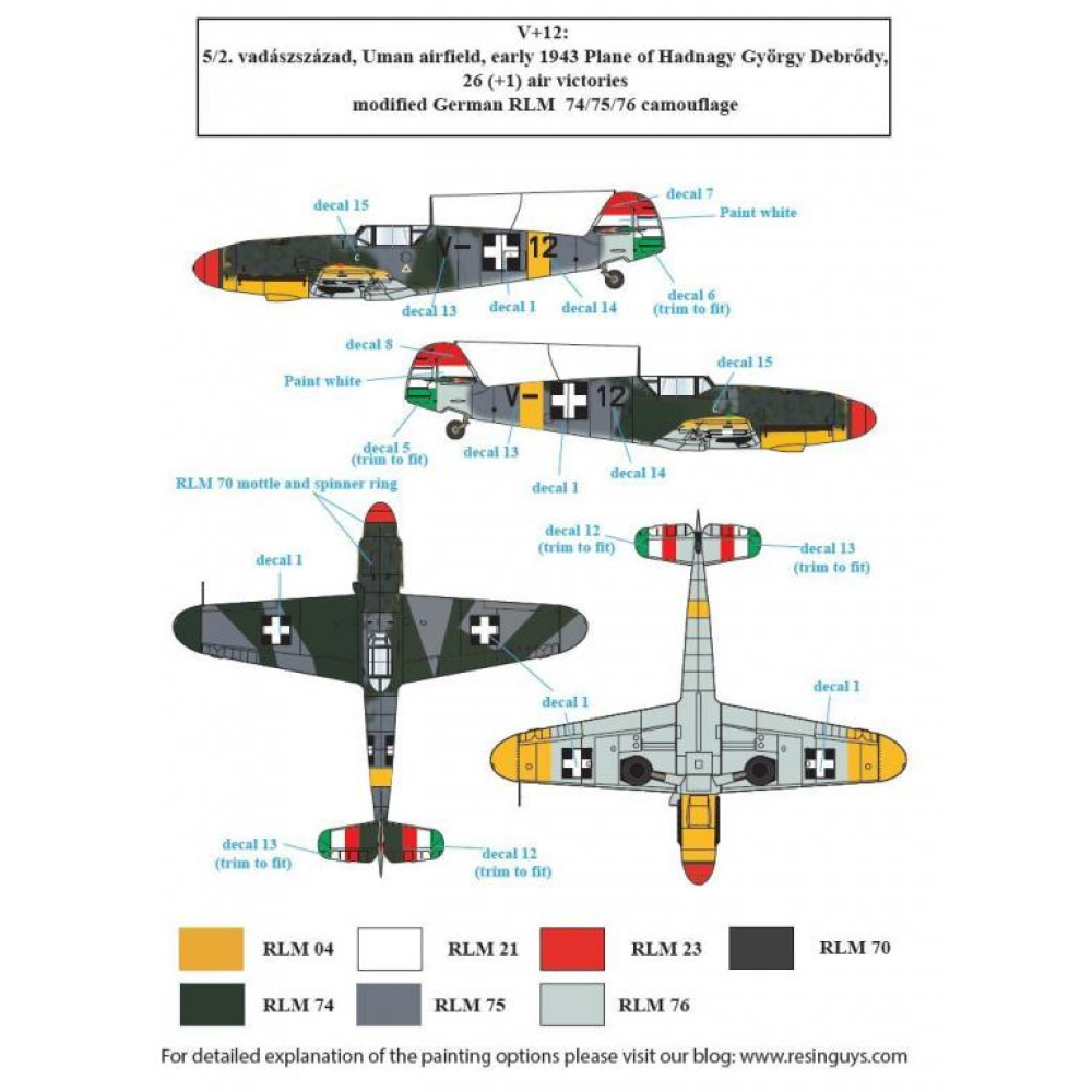 SBS D48024 1/48 Decal for Messerschmitt Bf-109F in Hungarian Service VOL I
