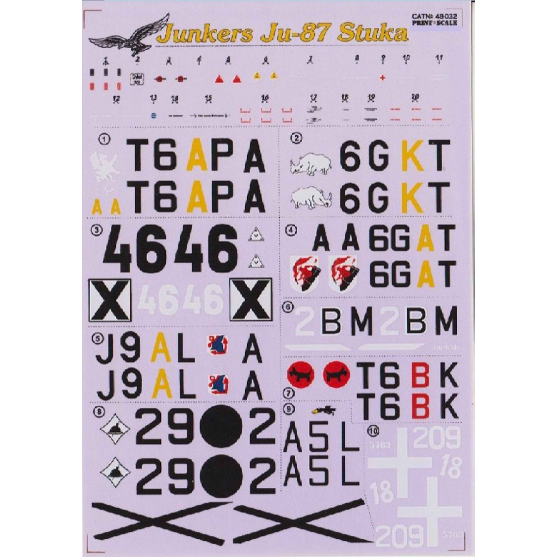 DECAL 1/48 FOR JUNKERS JU-87 STUKA DECALS SET 1/48 PRINT SCALE 48-032 ...