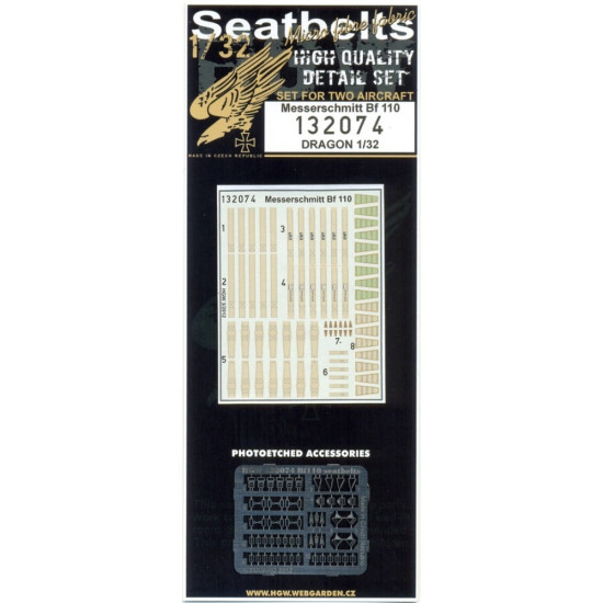 Hgw 132074 1/32 Textile Seat Belts For Messerschmitt Bf 110 2 Sets For ...