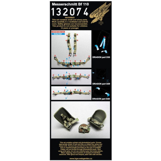 Hgw 132074 1/32 Textile Seat Belts For Messerschmitt Bf 110 2 Sets For ...