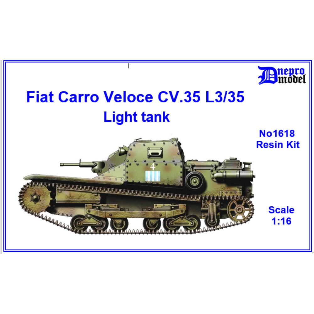 Dnepro Model 1618 1/16 Fiat Carro Veloce CV 35 L3 35 WWII Resin model