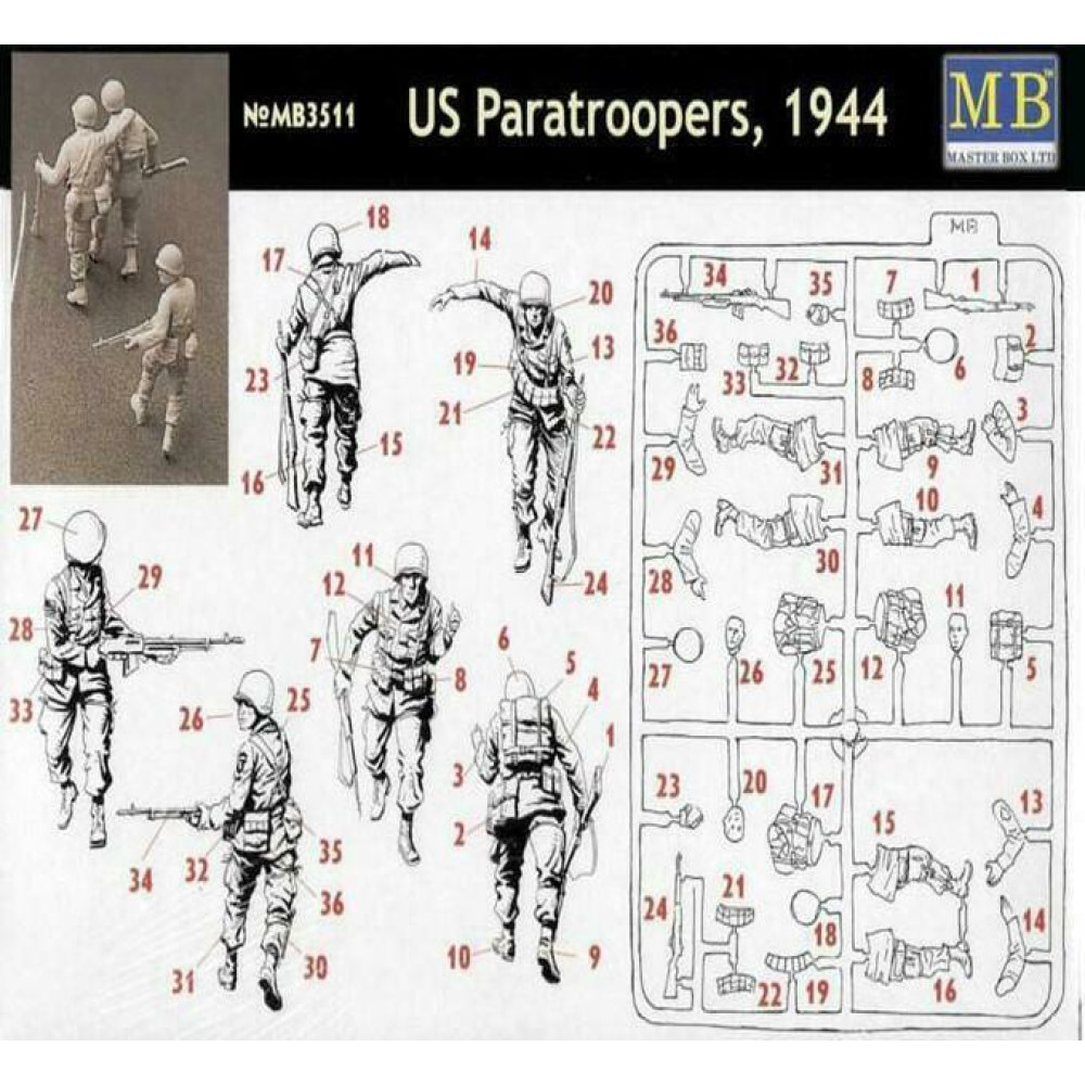 Master Box 3511 1/35 US paratroopers 1944 Figures model kit
