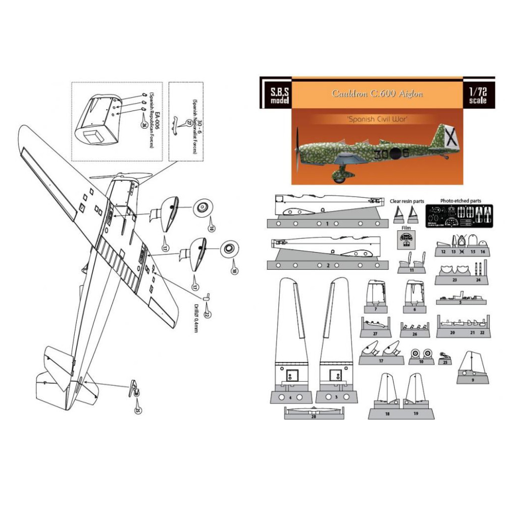 SBS 7011 1/72 Caudron C.600 Aiglon Spanish Civil War full kit Resin ...
