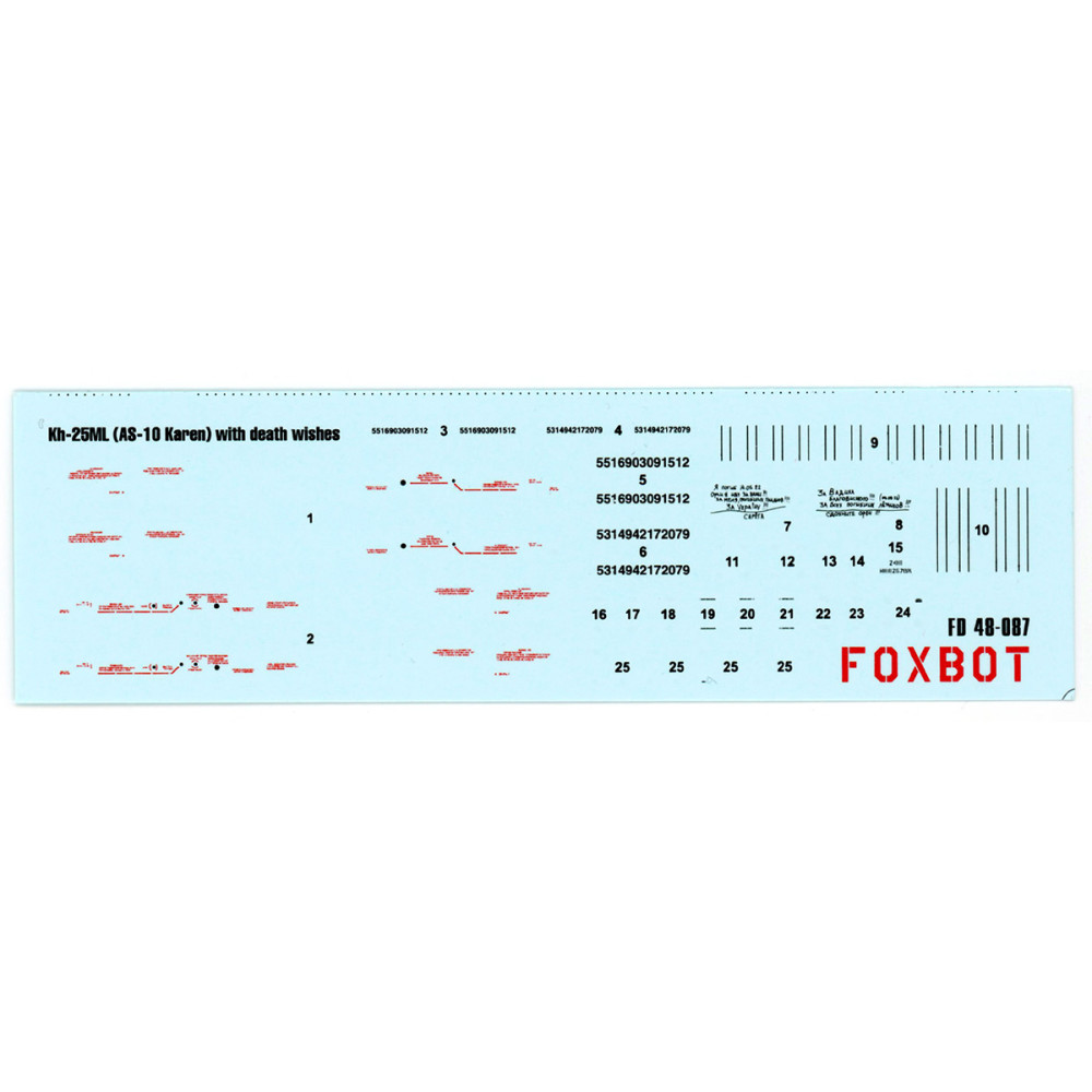 Foxbot 48-087 1/48 Stencils for Missile Kh 25ML AS 10 Karen with death ...