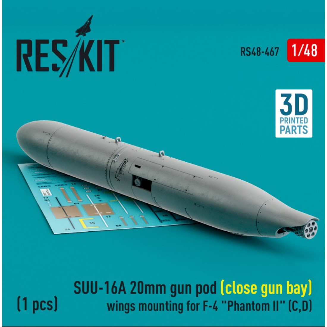 Reskit Rs48-0467 1/48 Suu16a 20mm Gun Pod Close Gun Bay Wings Mounting ...