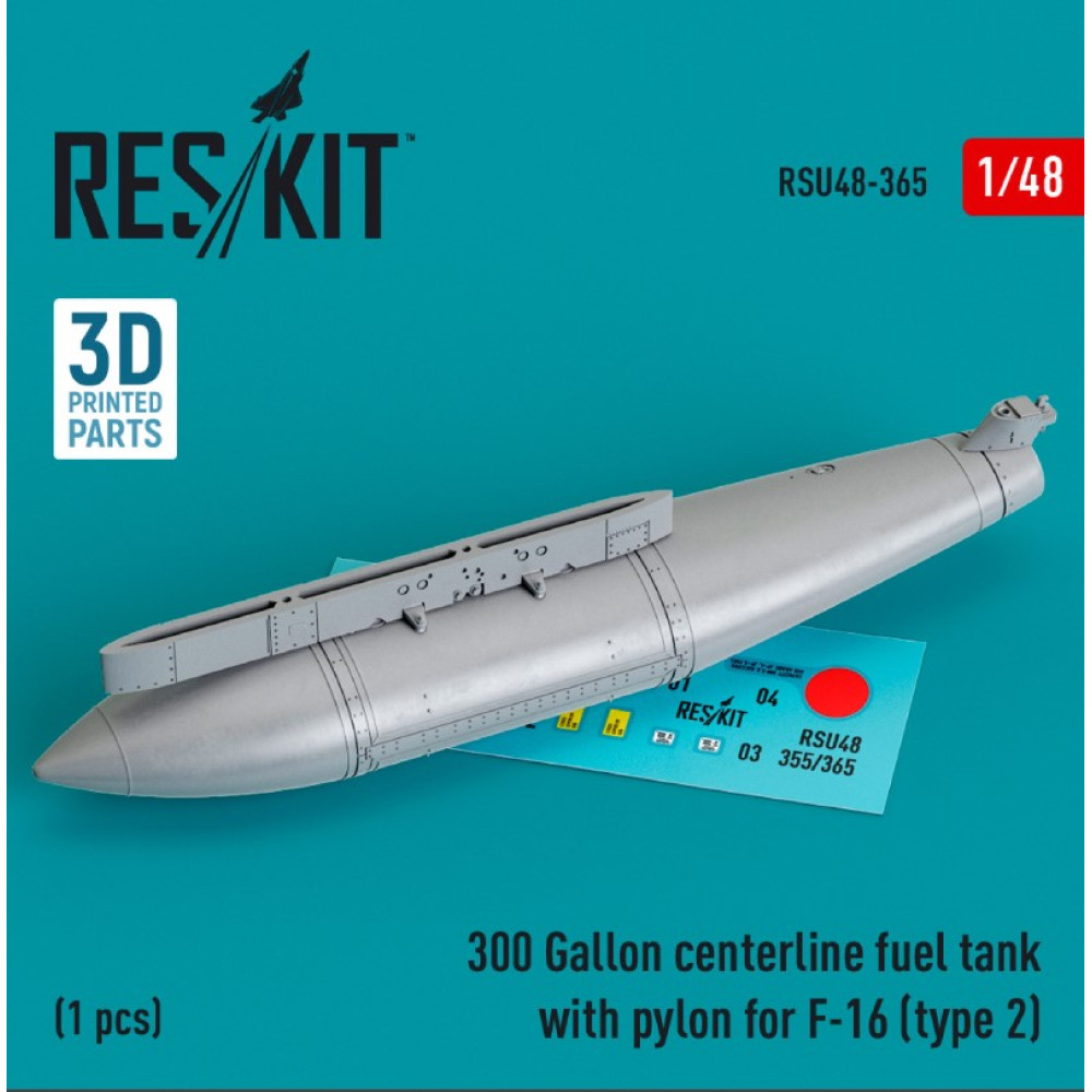 Reskit Rsu48-0365 1/48 300 Gallon Centerline Fuel Tank With Pylon For ...