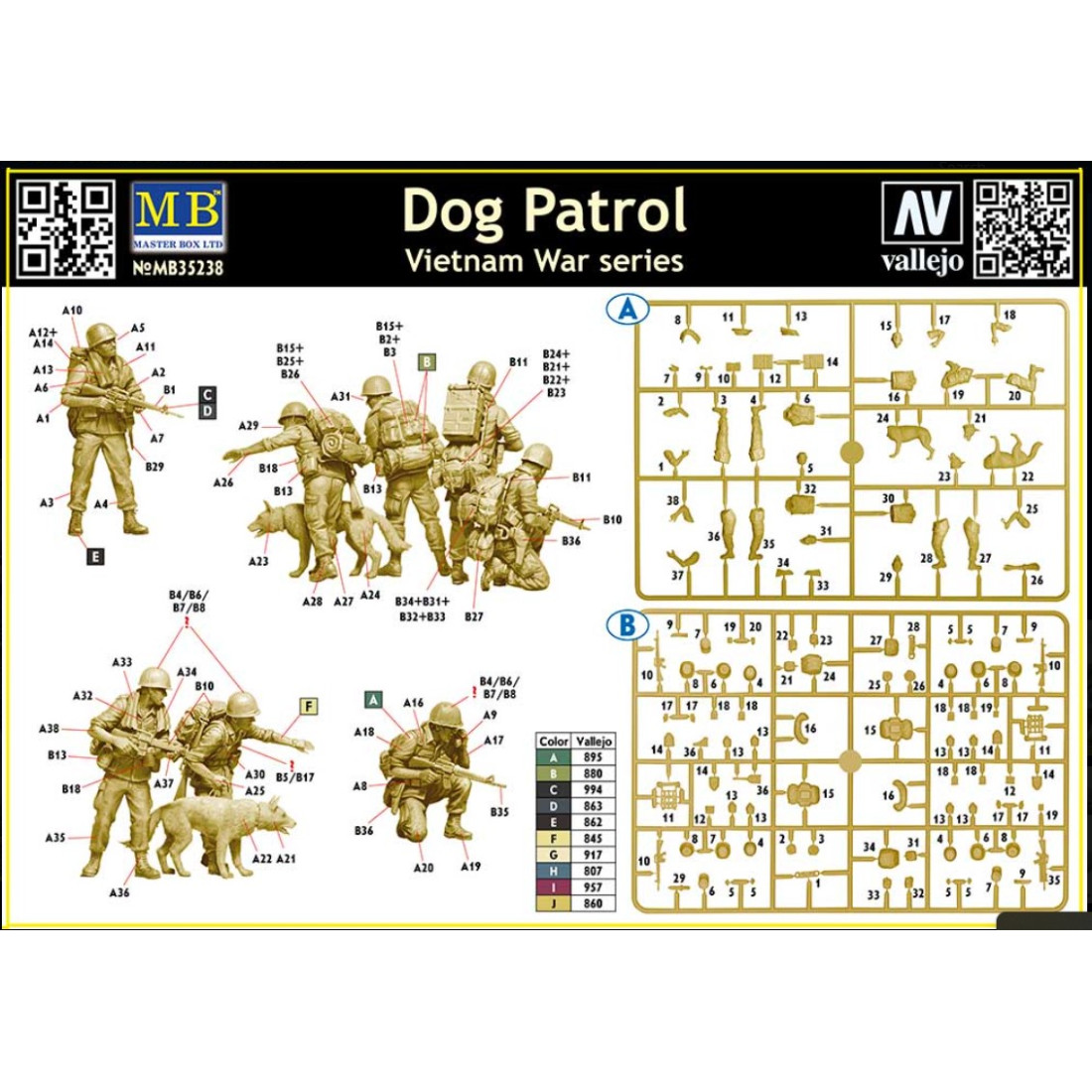 Master Box 35238 1/35 Dog Patrol. Vietnam War Series Plastic Model Kit ...