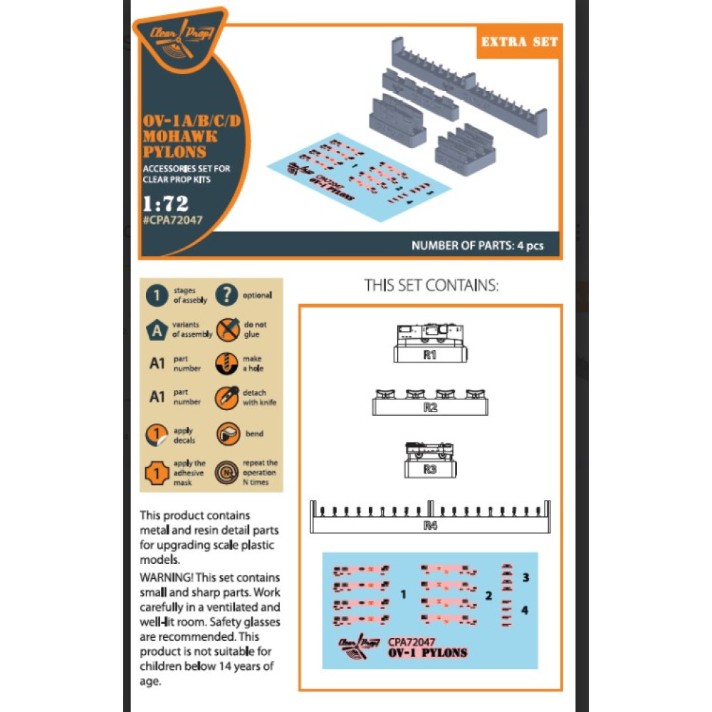 Clear Prop Cpa72047 1/72 Ov 1 A B C D Mohawk Pylons For Cp Kit Model ...