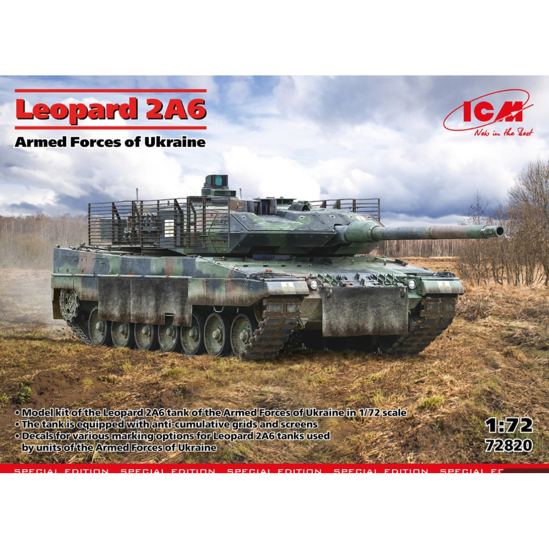 Icm 72820 1/72 Leopard 2a6 Armed Forces Of Ukraine Plastic Model Model ...