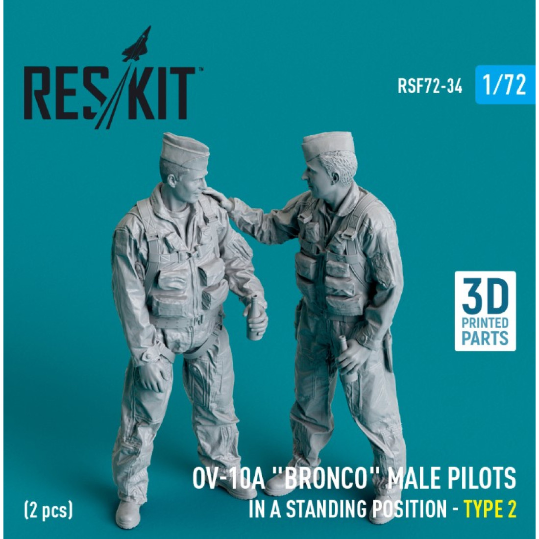 Reskit Rsf72-0034 1/72 Ov 10a Bronco Male Pilots In A Standing Position Type2 2pcs 3d Printed ...