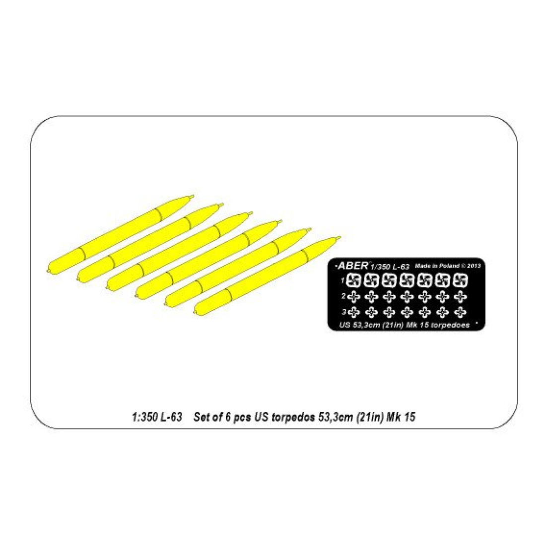 Set of 6 US torpedoes 53,3cm (21in) Mk.15 1/350 Aber 350-L63 Model Kit ...