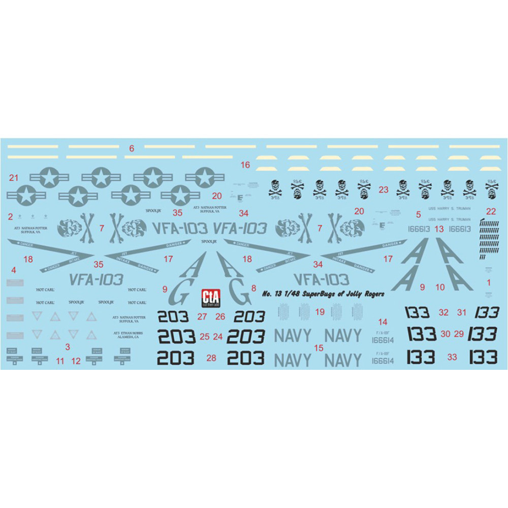 CtA Models 013 1/48 Decal Superbugs of Jolly Rogers F/A-18E, VFA-103, 2 ...