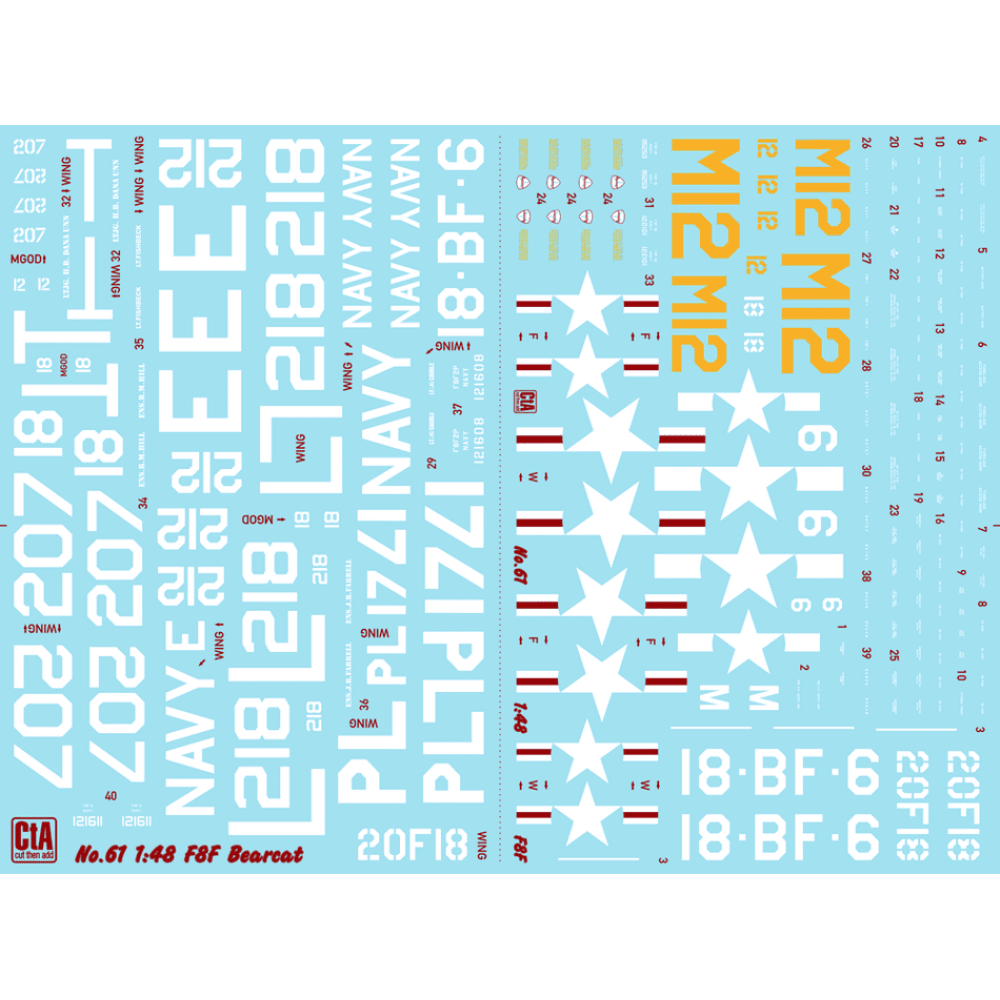CtA Models 061 1/48 Decal for Grumman F8F Bearcat USN 8 Markings