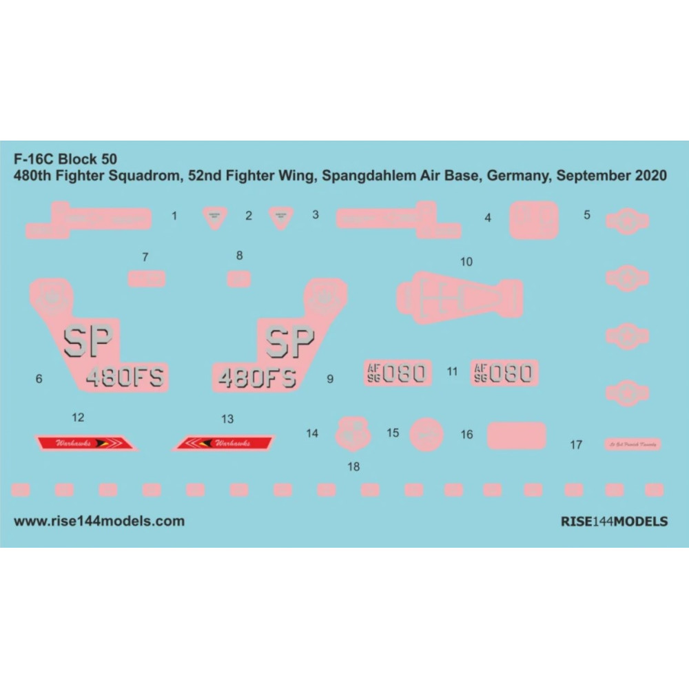 Rise144 Models RMD001 1/144 F-16C decals WARHAWKS HAVE GLASS SCHEME