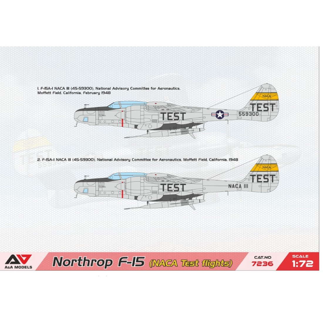 Aa Models 7236 1/72 Northrop F-15 Naca Test Flights Twin-engine Recon ...