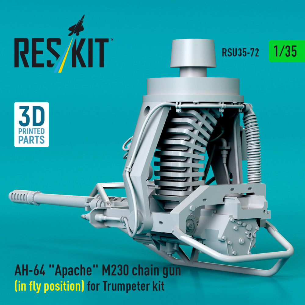 Reskit RSU35-0072 1/35 AH-64 Apache M230 chain gun in fly position for Trumpeter
