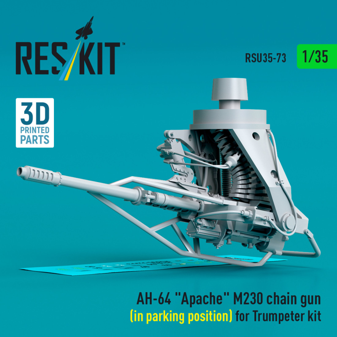Reskit RSU35-0073 1/35 AH-64 Apache M230 chain gun in parking position ...