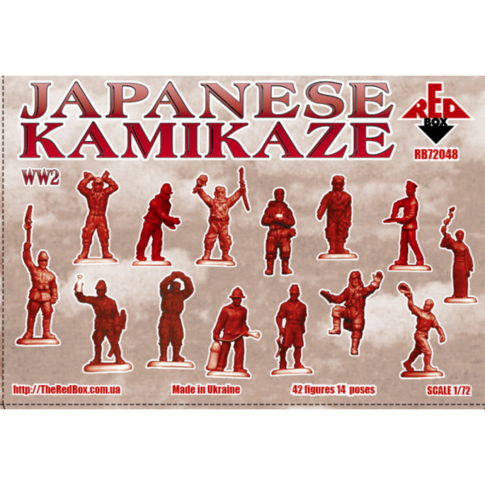 WW2Japanese Kamikaze 42 FIGURES IN 14 POSES 1/72 RED BOX 72048 Model ...