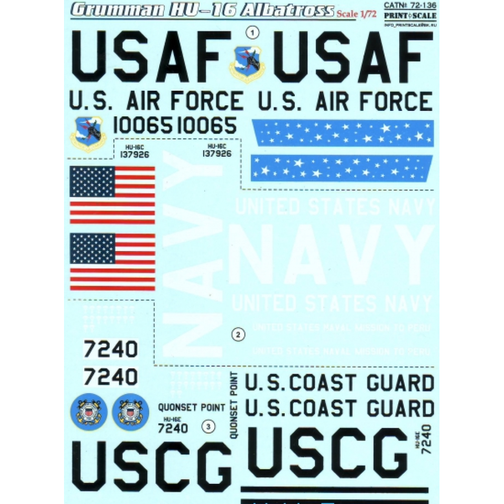 DECAL 1/72 FOR GRUMMAN ALBATROS 1/72 PRINT SCALE 72-136 Model Kit ...
