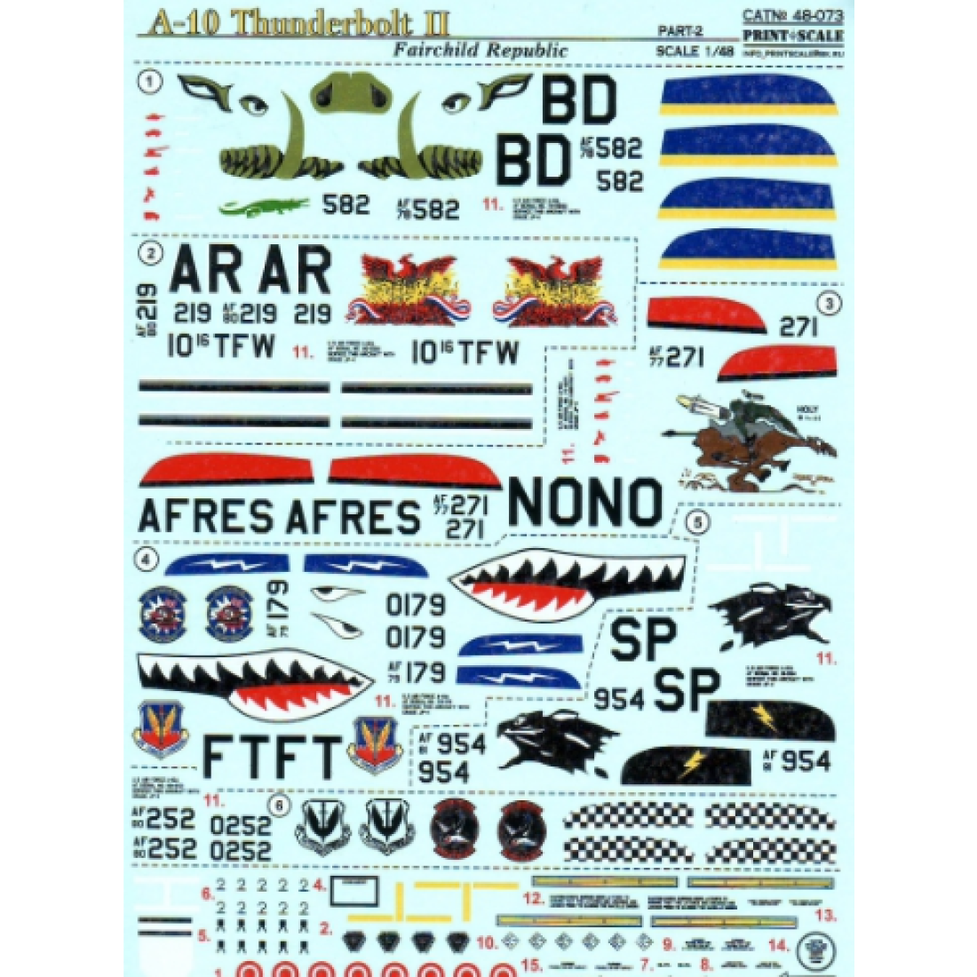 DECAL FOR A-10 THUNDERBOLT II, PART 2 1/48 PRINT SCALE 48-073 Model Kit ...