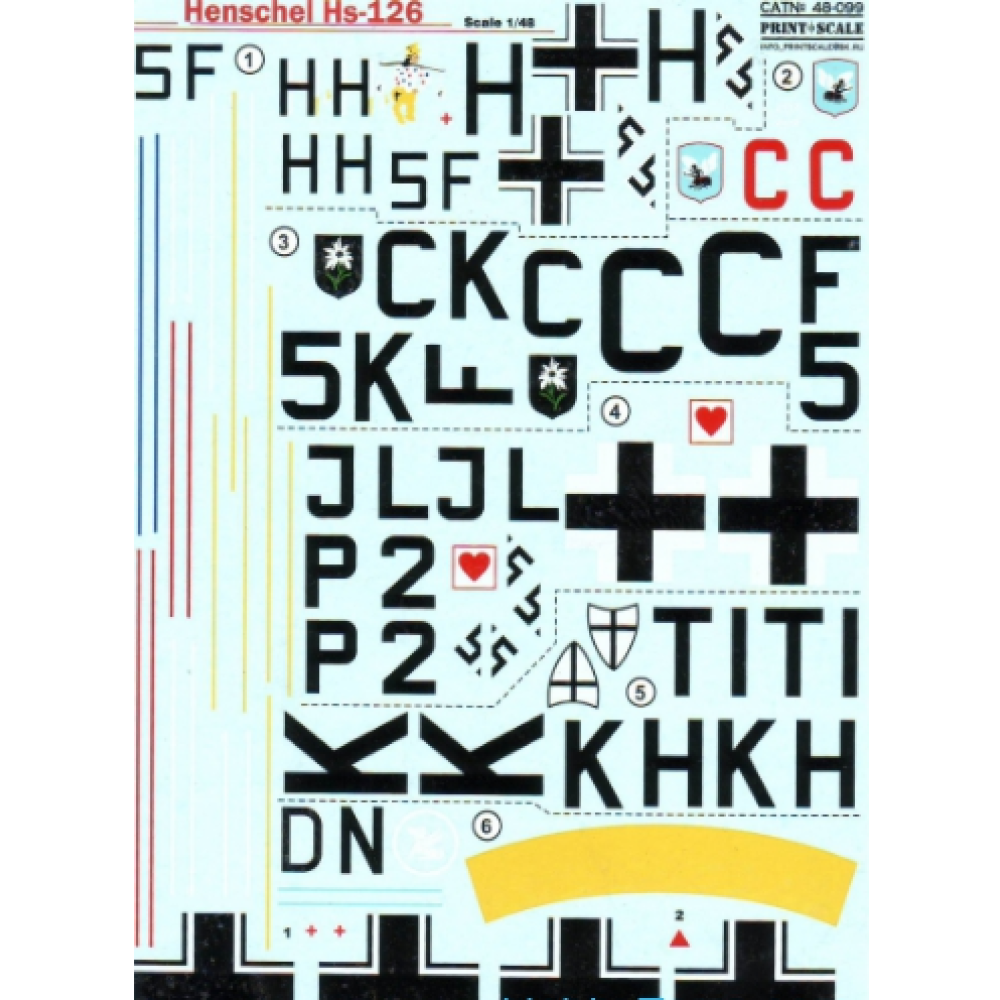 DECAL FOR HENSCHEL HS126 1/48 PRINT SCALE 48-099 Model Kit Decals ...