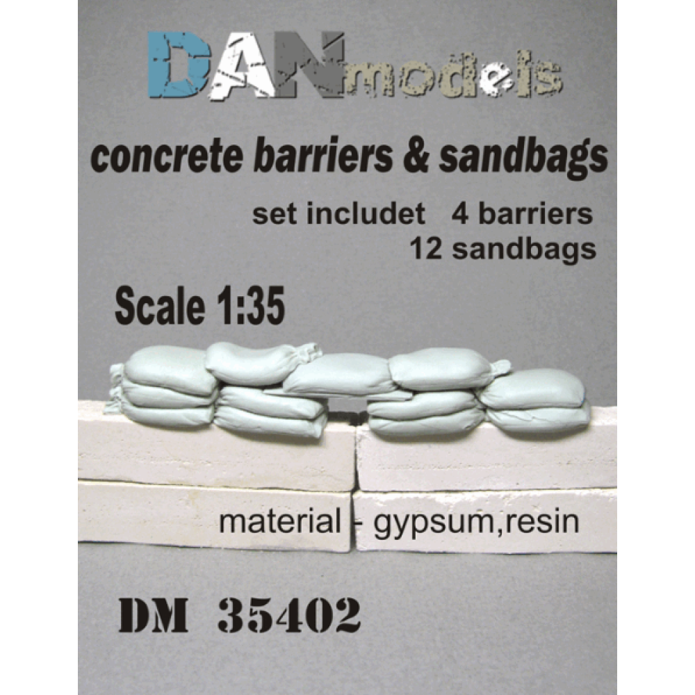 MATERIAL FOR DIORAMAS. CONCRETE BARRIERS AND SANDBADS 1/35 DAN MODELS ...
