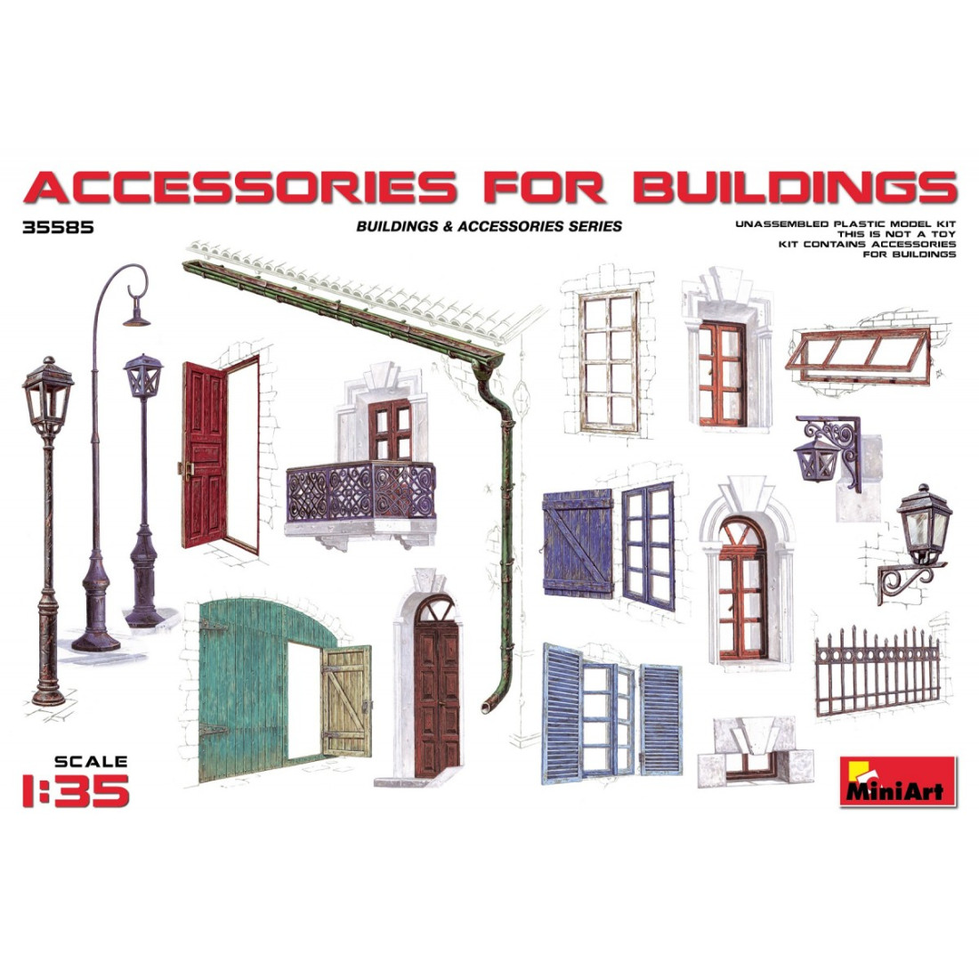 ACCESSORIES FOR BUILDINGS - PLASTIC MODEL KIT SCALE 1/35 MINIART 35585 ...