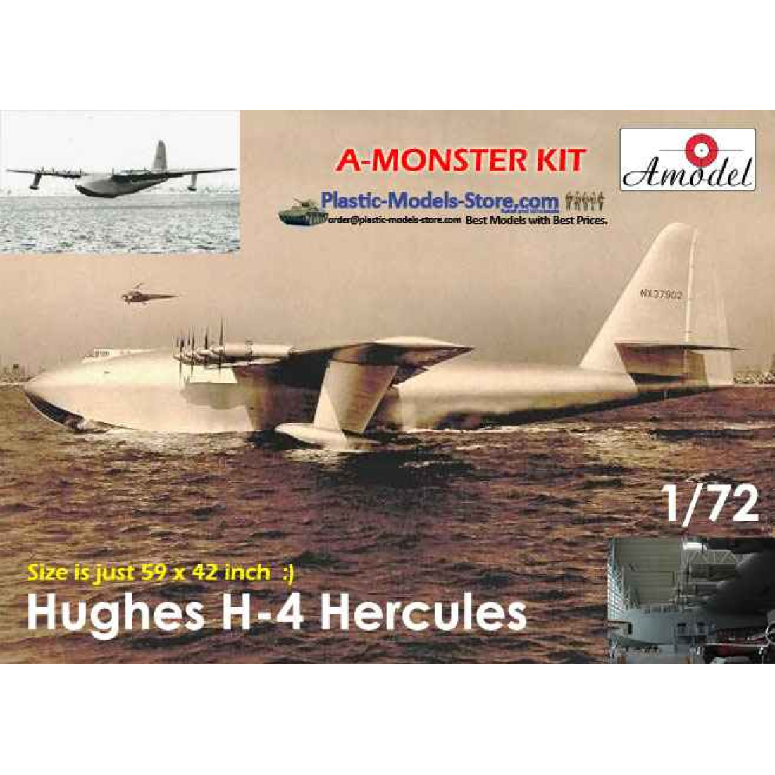 FREE SHIPPING! H-4 Hughes Hercules Spruce Goose 1/72 Amodel 72029 Model ...