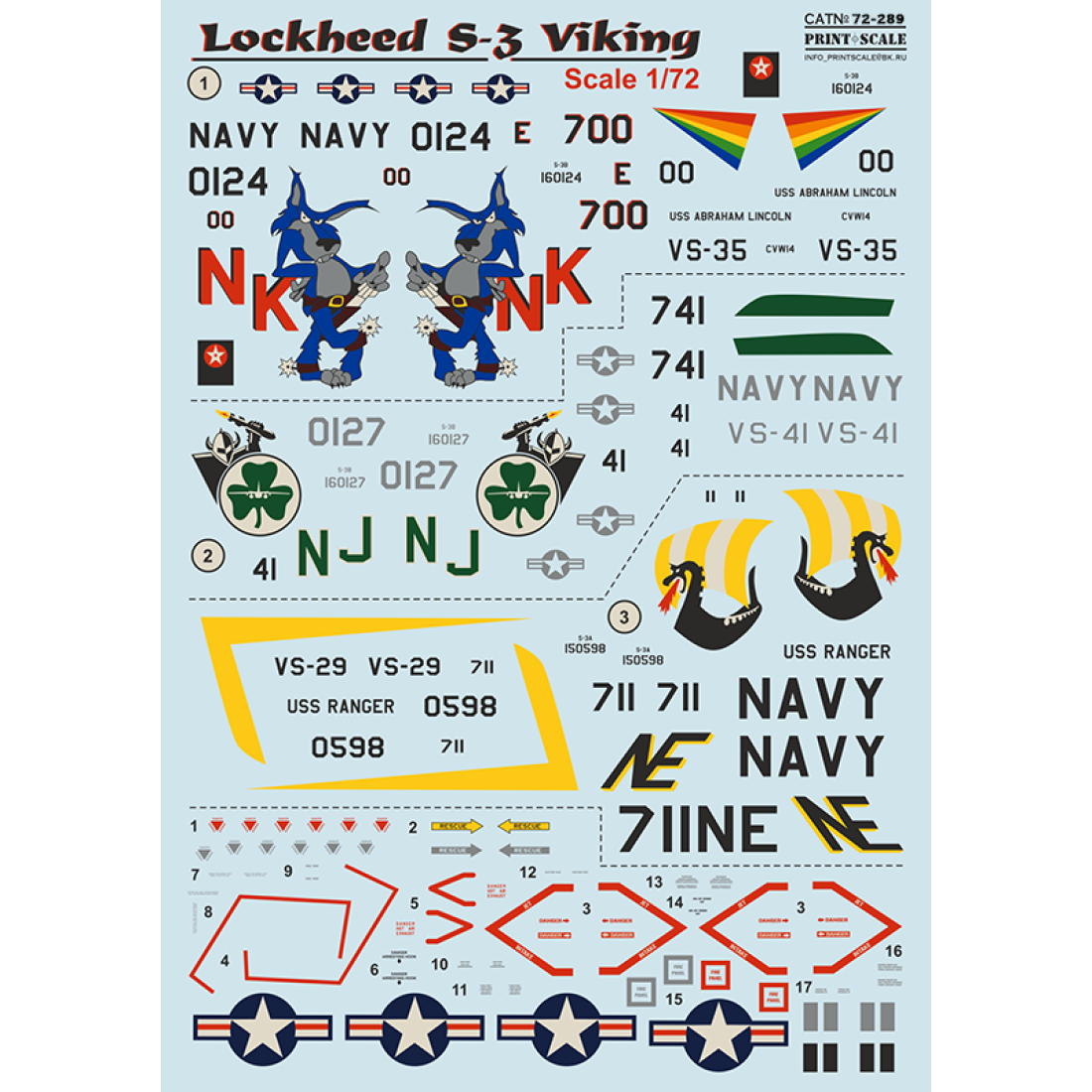 DECAL 1/72 FOR LOCKHEED S-3 VIKING PRINT SCALE 72-289 Model Kit Decals ...