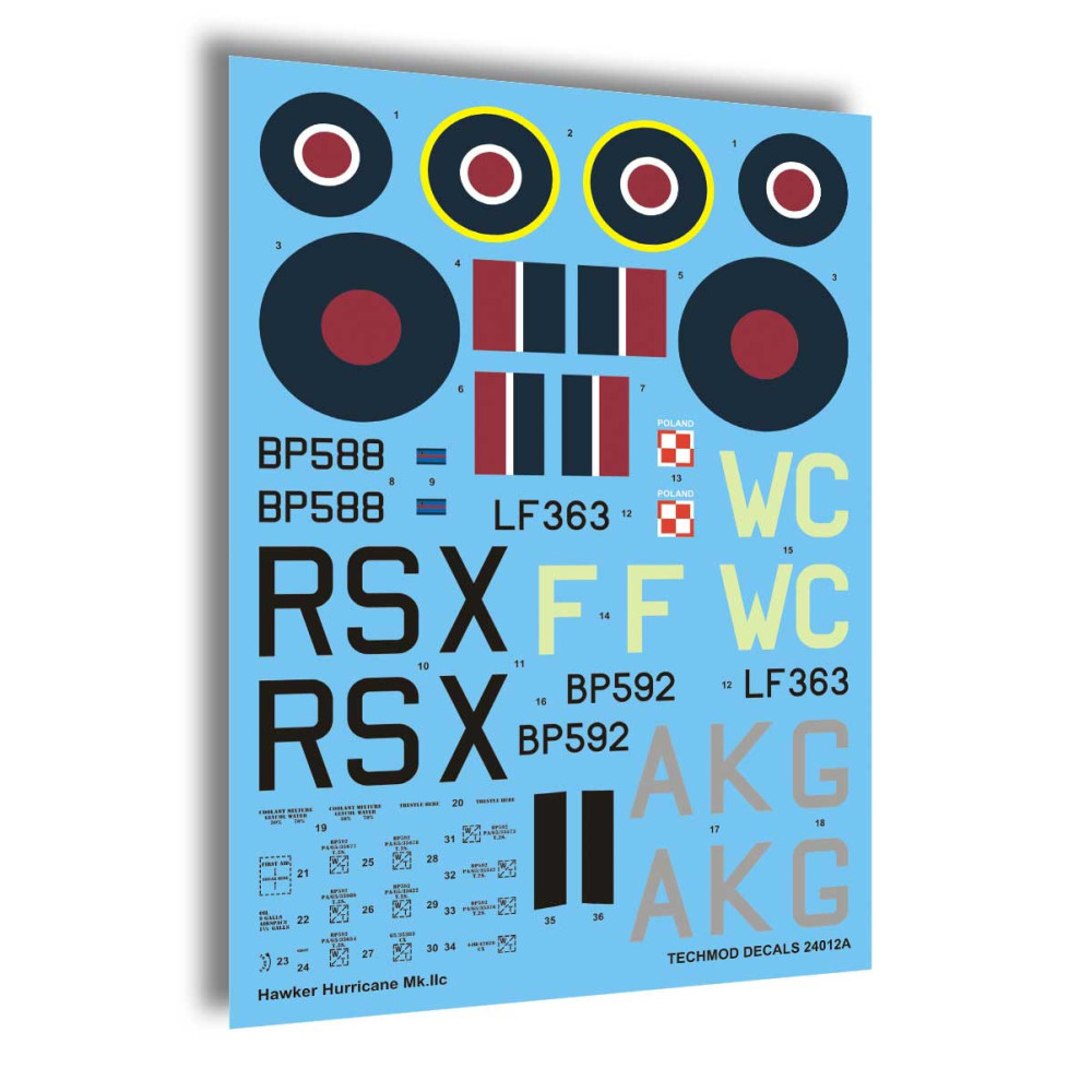 Techmod 24012 1/24 Hawker Hurricane Iic Polish Raf Aircraft Wet Decal ...