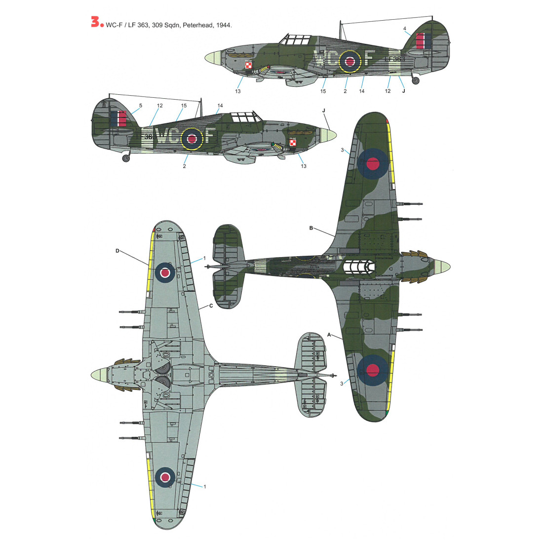 Techmod 24012 1/24 Hawker Hurricane Iic Polish Raf Aircraft Wet Decal ...