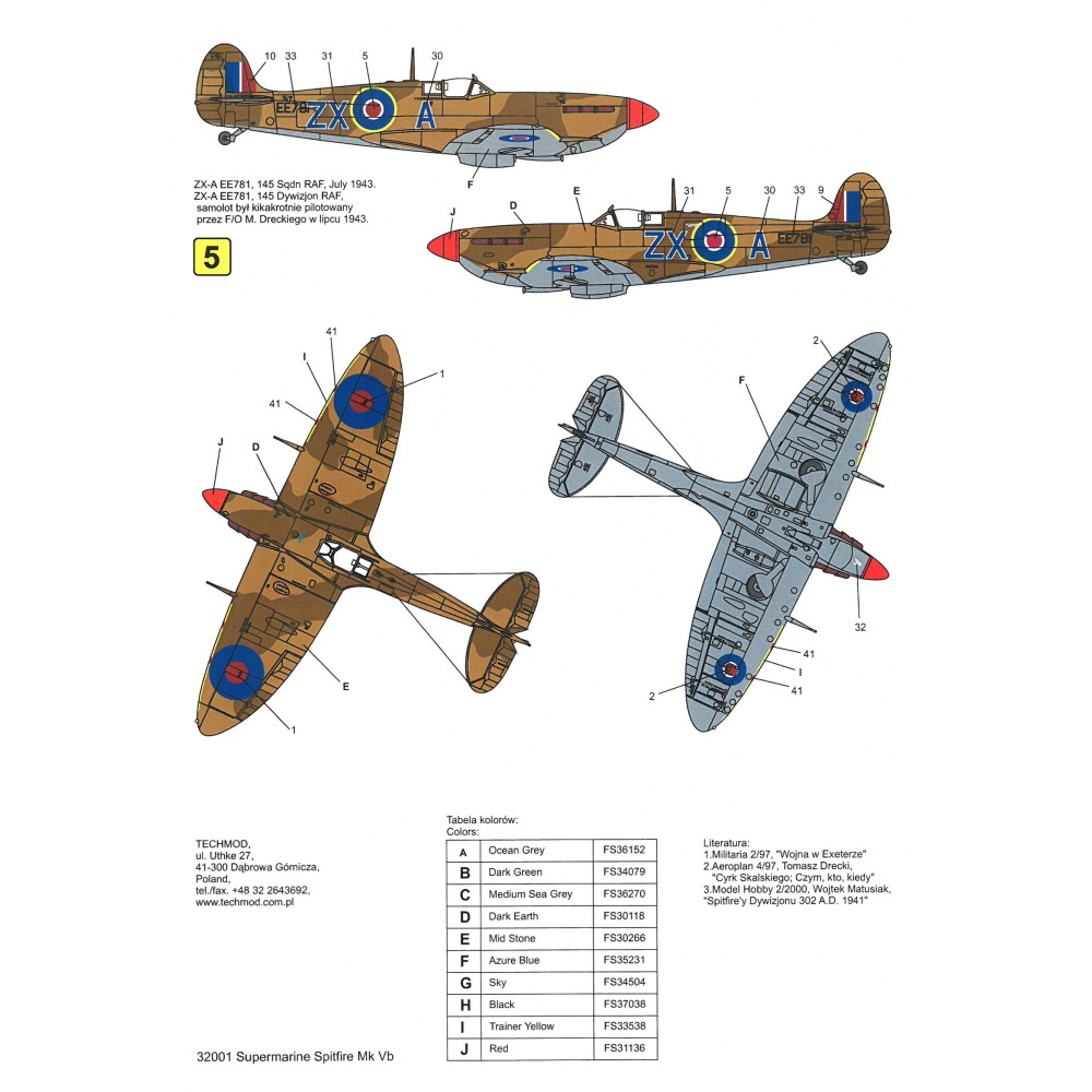 Techmod 32001 1/32 Supermarine Spitfire Mk VB RAF Polish fighter wet ...