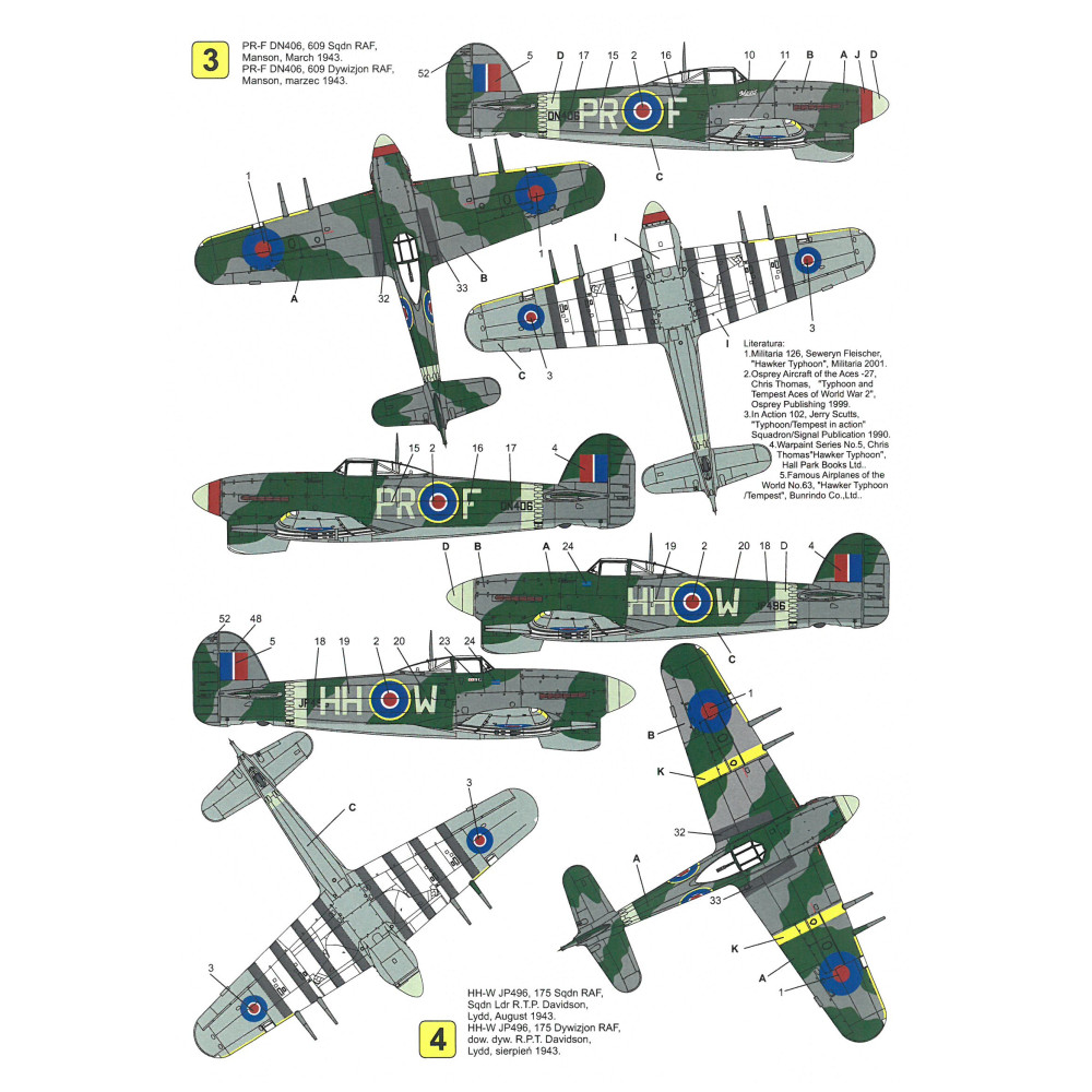 Techmod 32021 1/32 Hawker Typhoon IB British Aircraft Wet Decal WWII