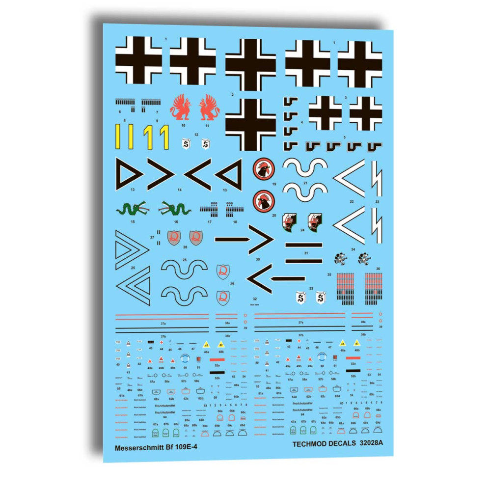 Techmod 32028 1/32 Messerschmitt Bf 109E-4 1940 Aircraft Wet Decal w/Masks