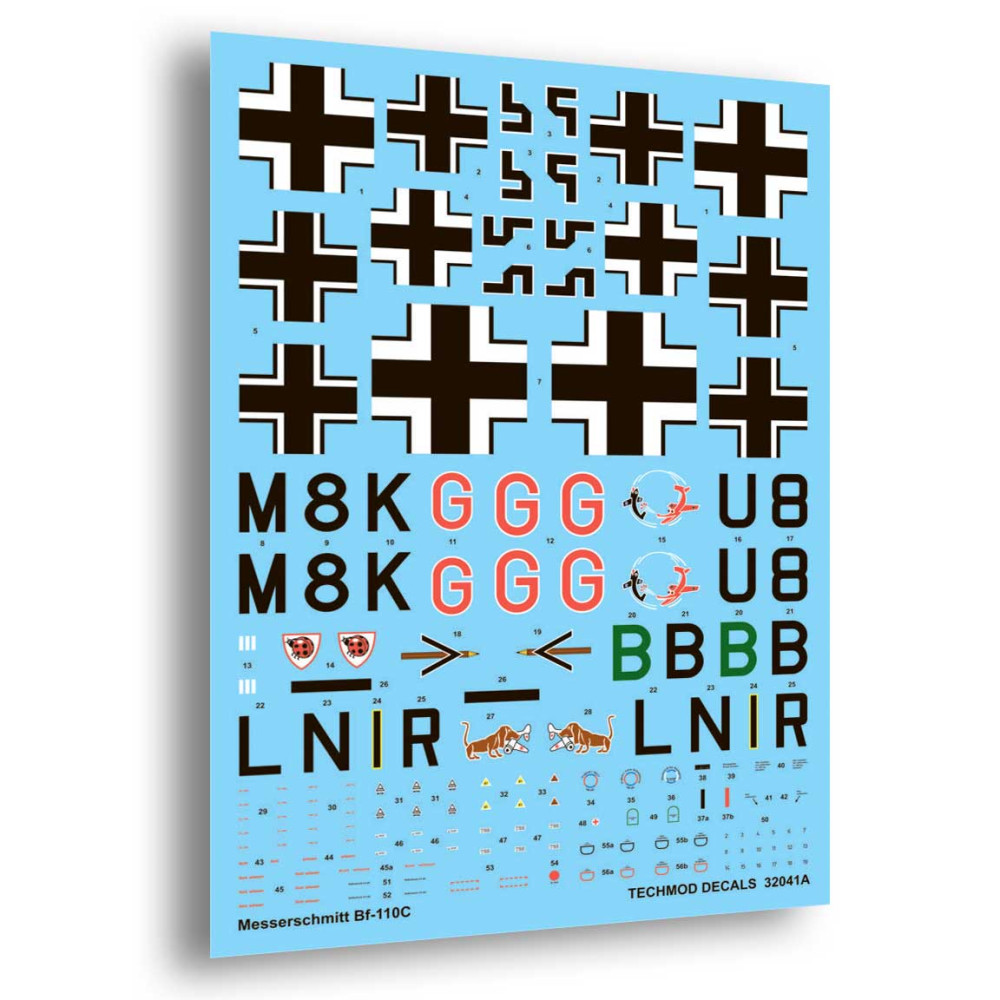 Techmod 32041 1/32 Messerschmitt Bf 110C 1939-1941 aircraft wet decal WWII
